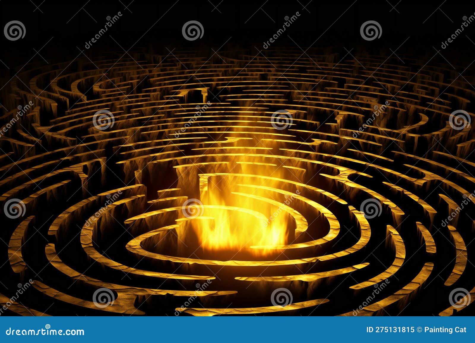 Labyrinth with a Fire Inside Stock Illustration - Illustration of ...
