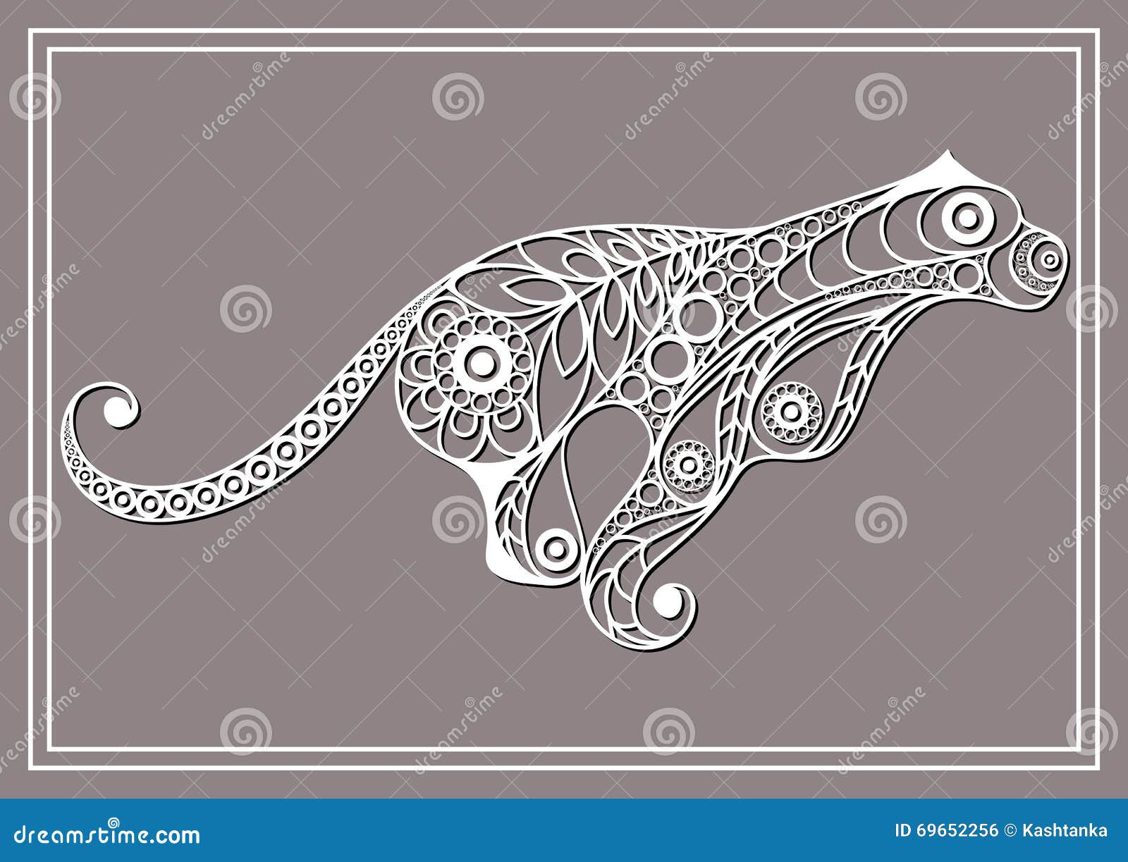 Illustration with Lace Puma in Floral Style 3 Stock Vector ...