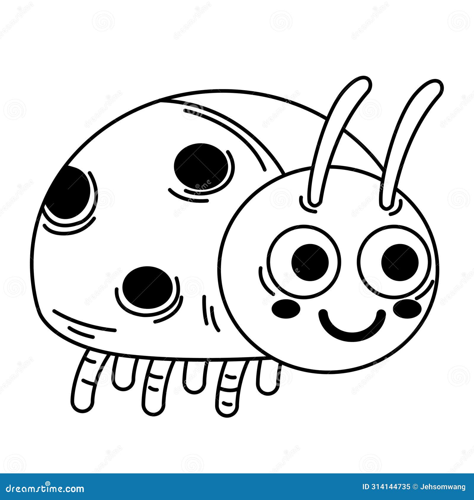 Illustration of Ladybug Cartoon Outline White on Background Stock ...