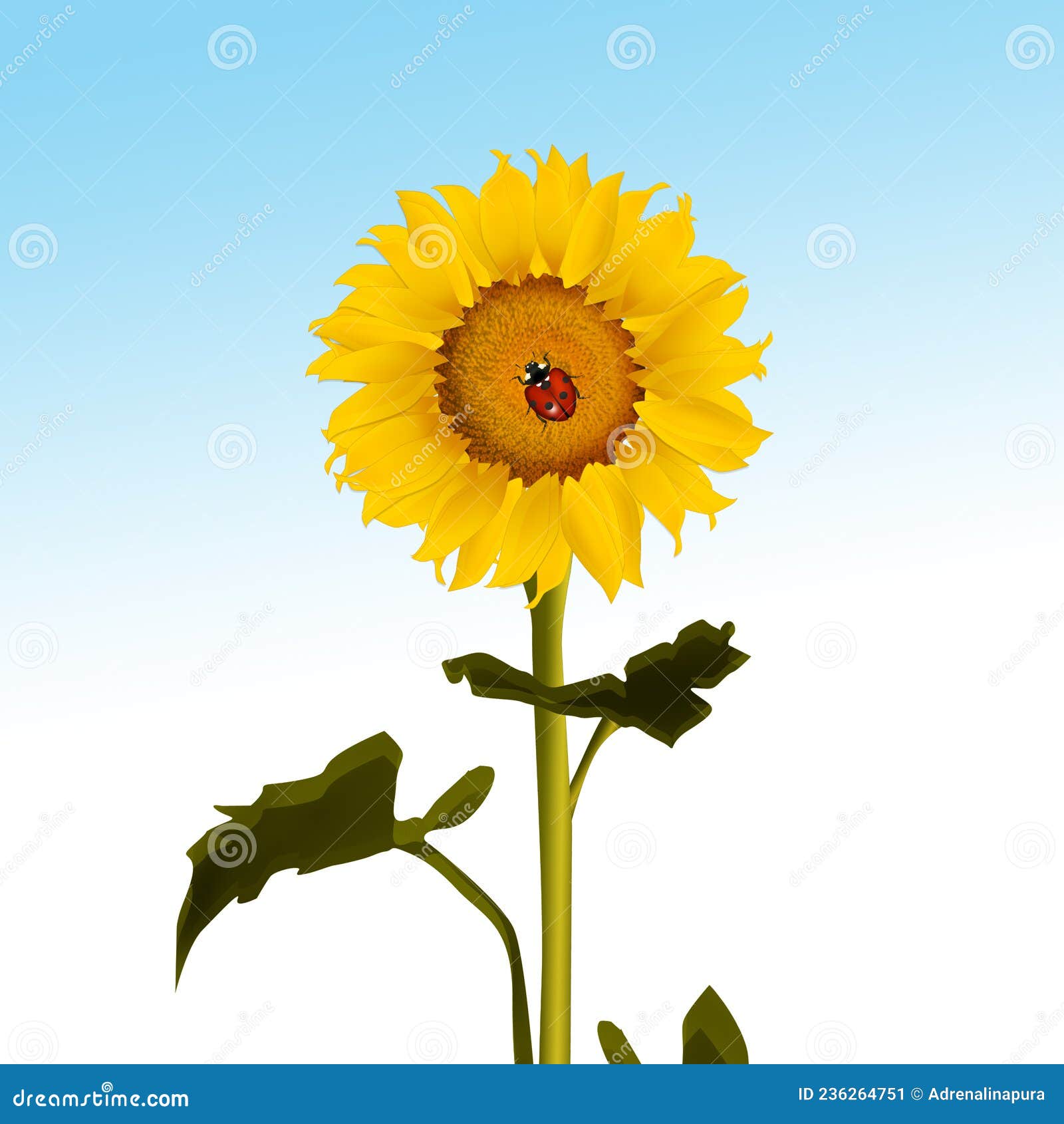 Illustration of Ladybug on Sunflower Stock Illustration - Illustration ...