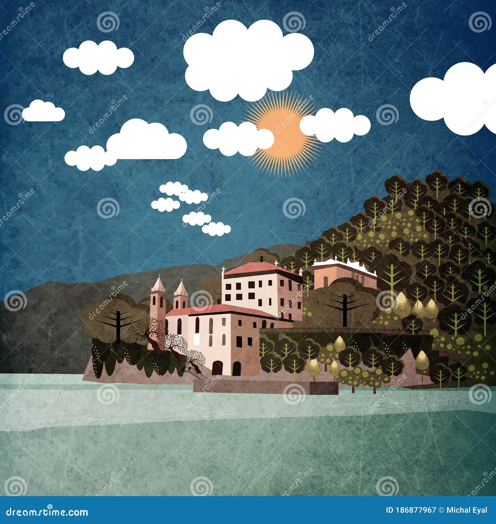 Illustration of Lake Como Italy Stock Illustration - Illustration of ...