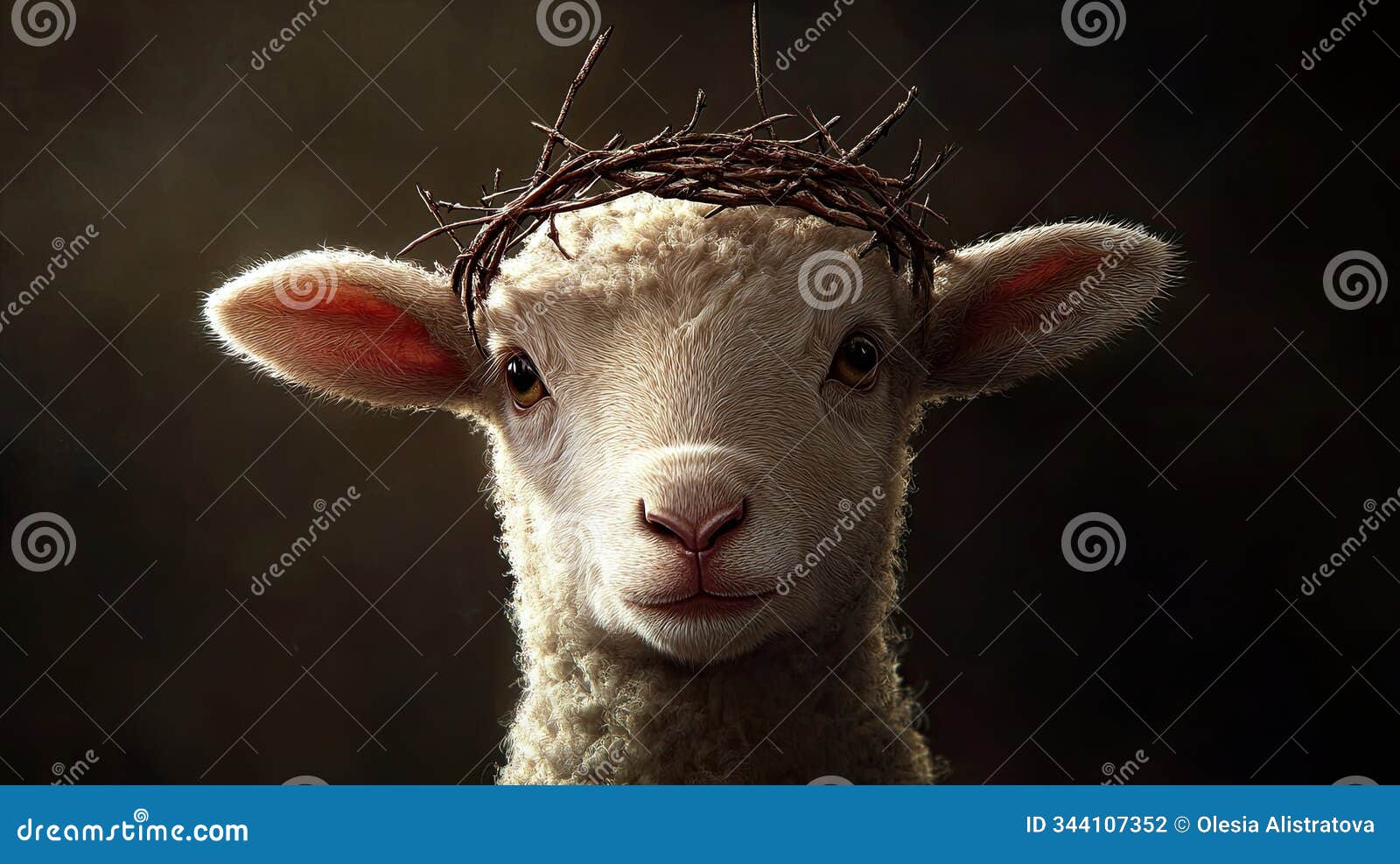 Illustration of a Lamb with a Docile Look and Countenance, on Its Head ...
