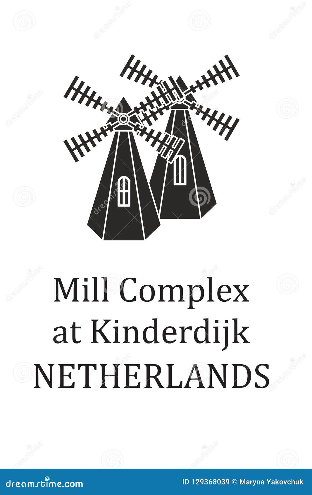 The Illustration with Landmark the Mill Complex Stock Vector ...