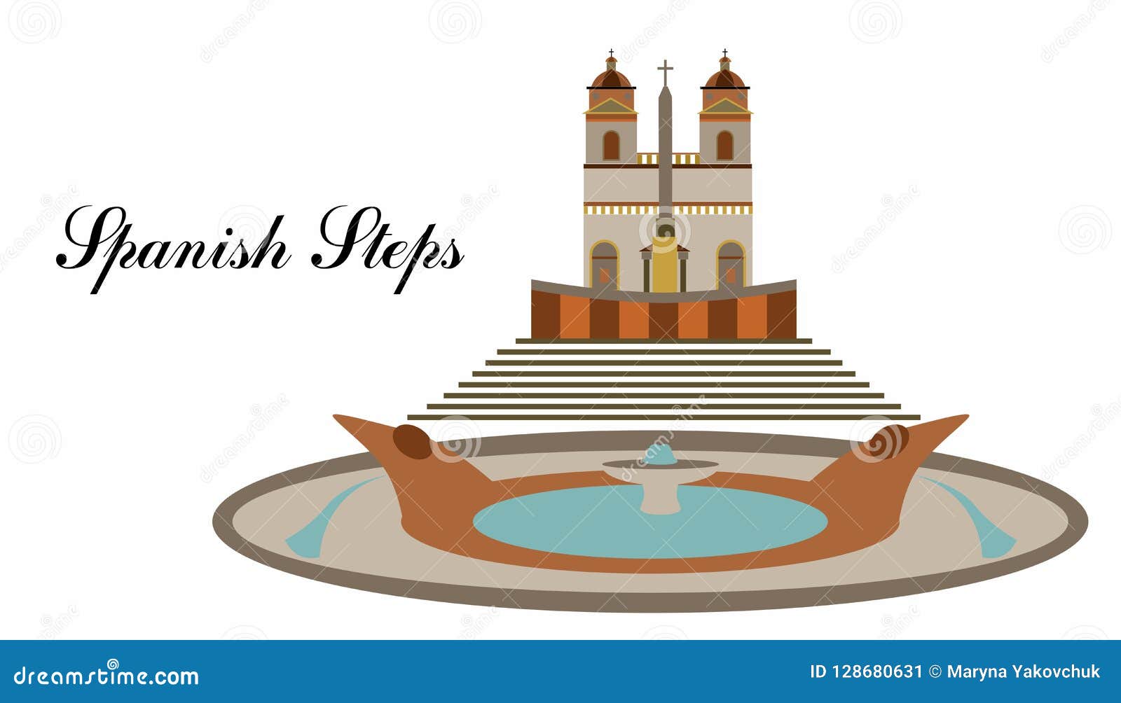 The Illustration with Landmark the Spanosh Steps Stock Vector ...