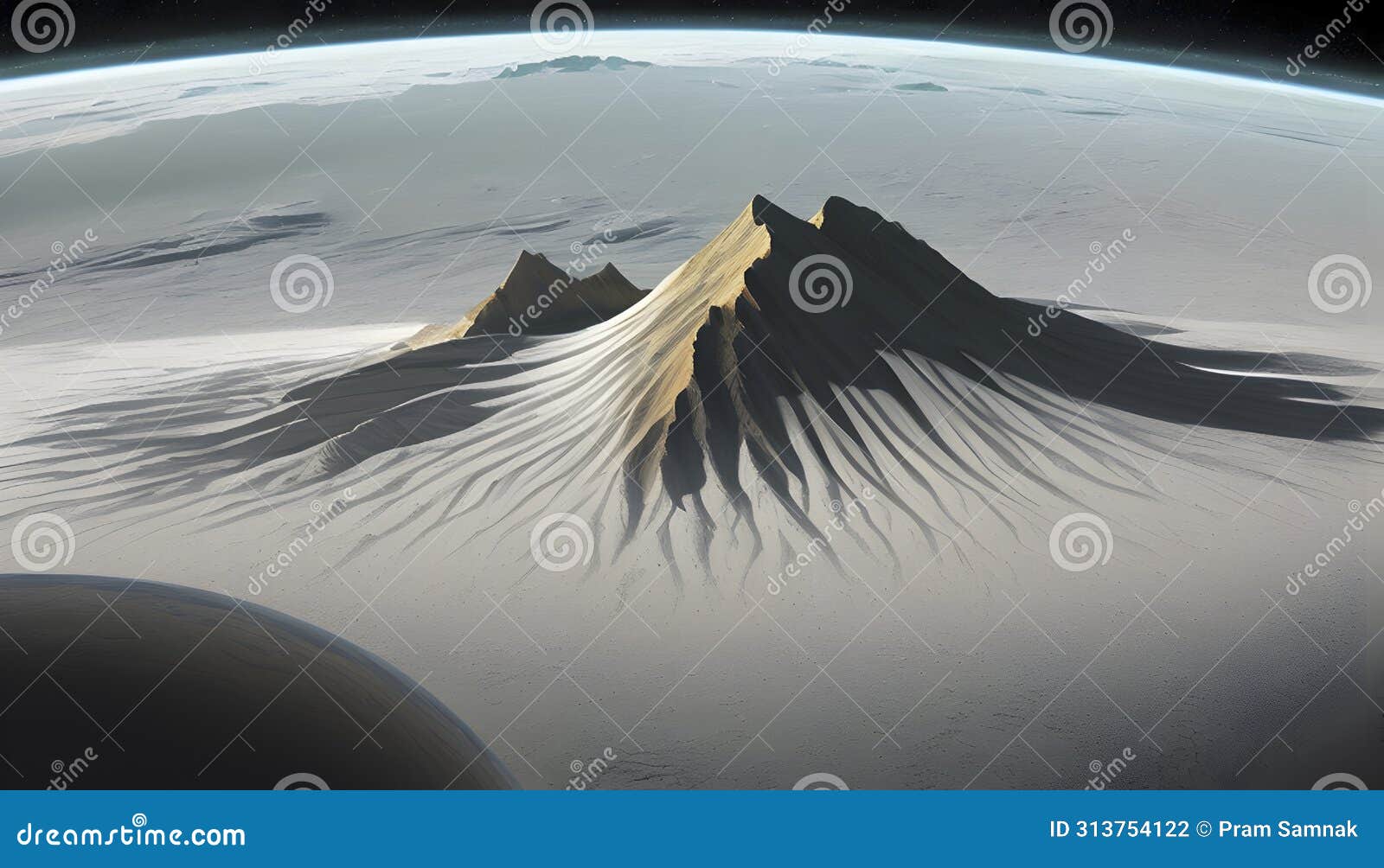 Illustration of the Landscape from Land To Space. Stock Illustration ...