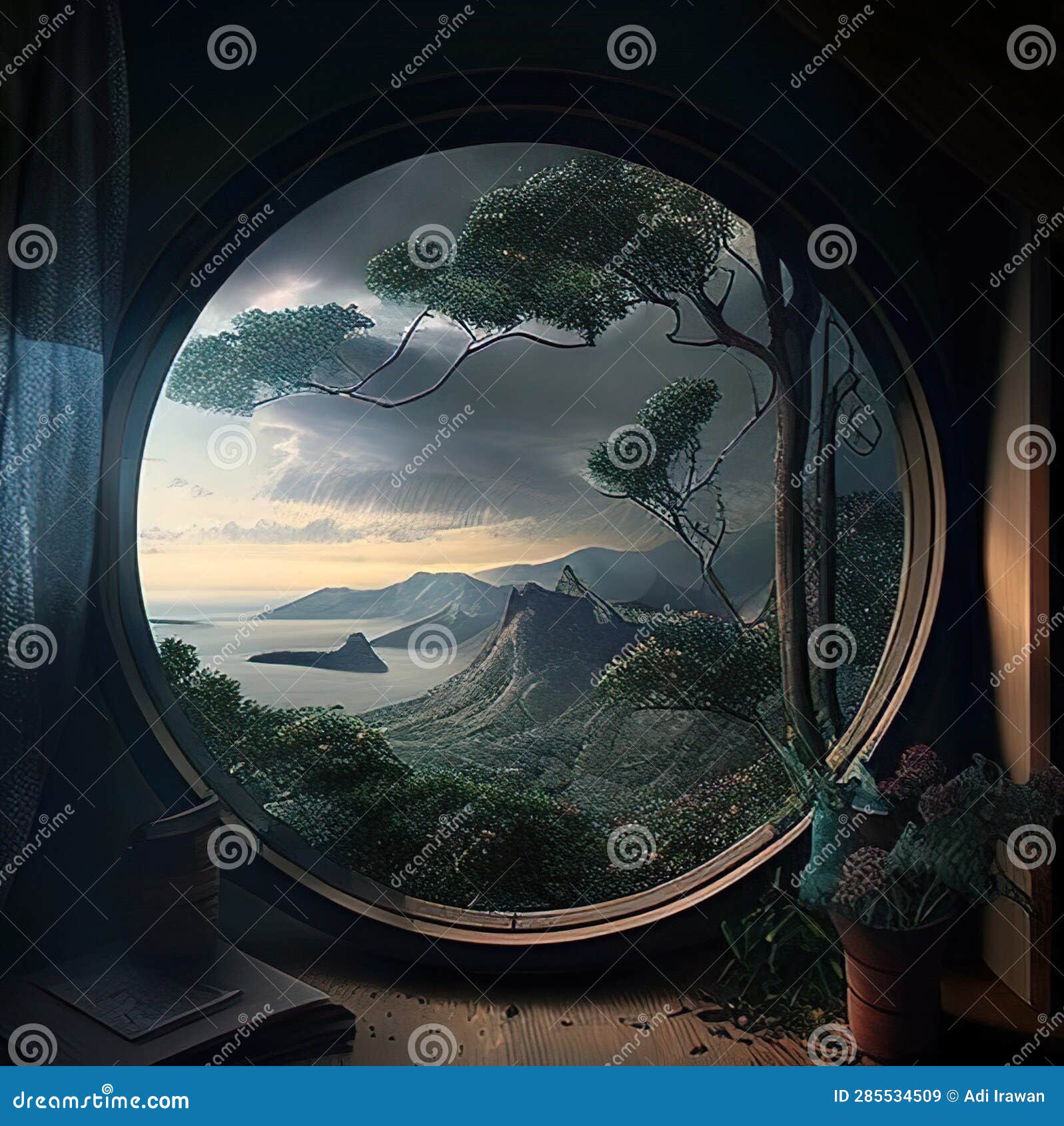 Illustration of Landscape View from Window Stock Illustration ...