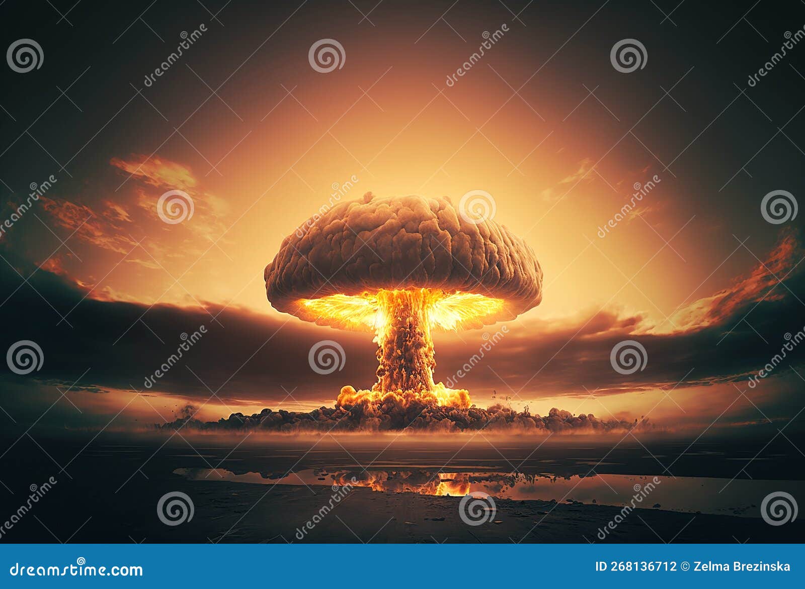 Illustration of Landscape Witk Huge Nuclear Bomb Explosion. Generative ...