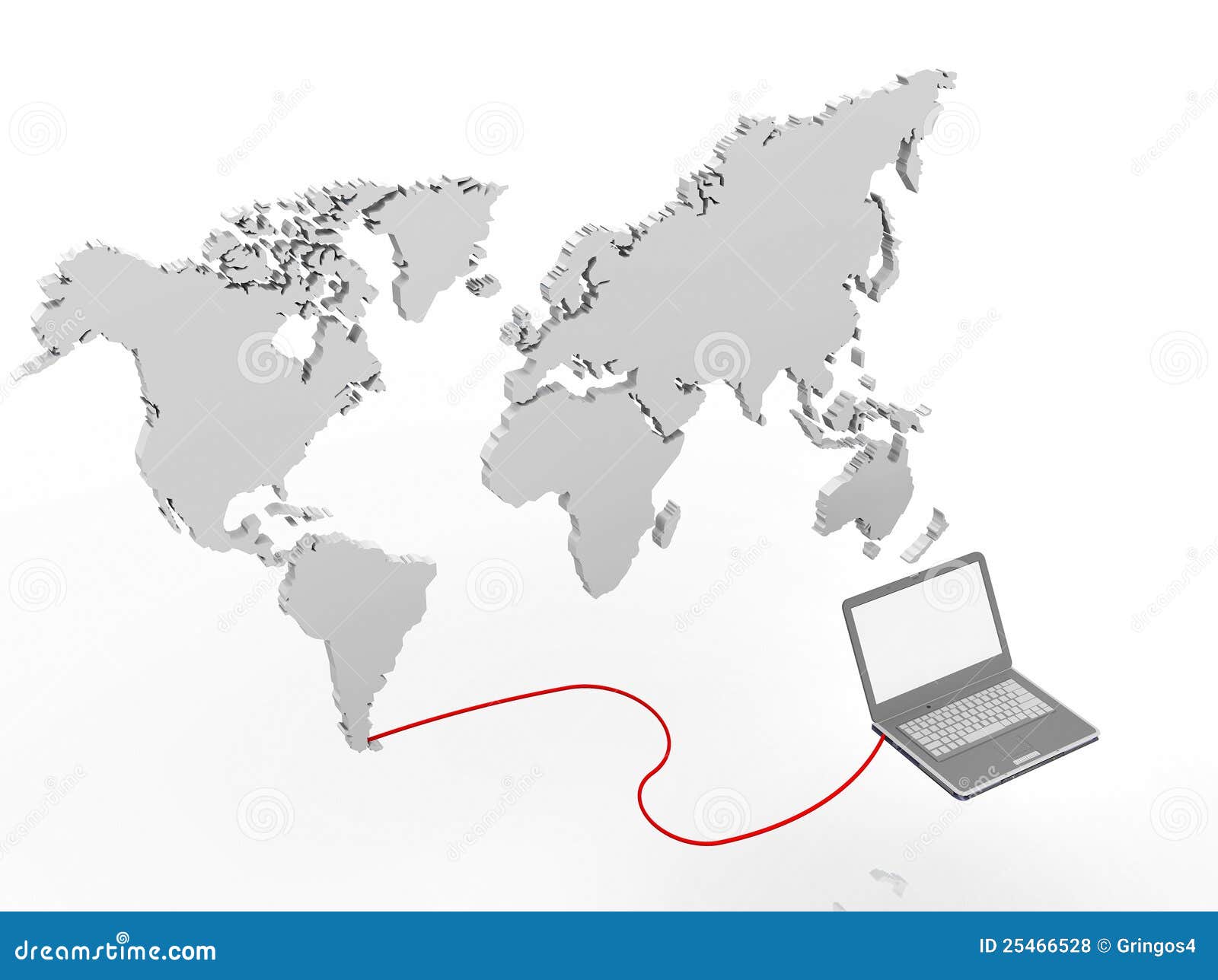 Illustration of a Laptop Connected To a World Map Stock Illustration ...