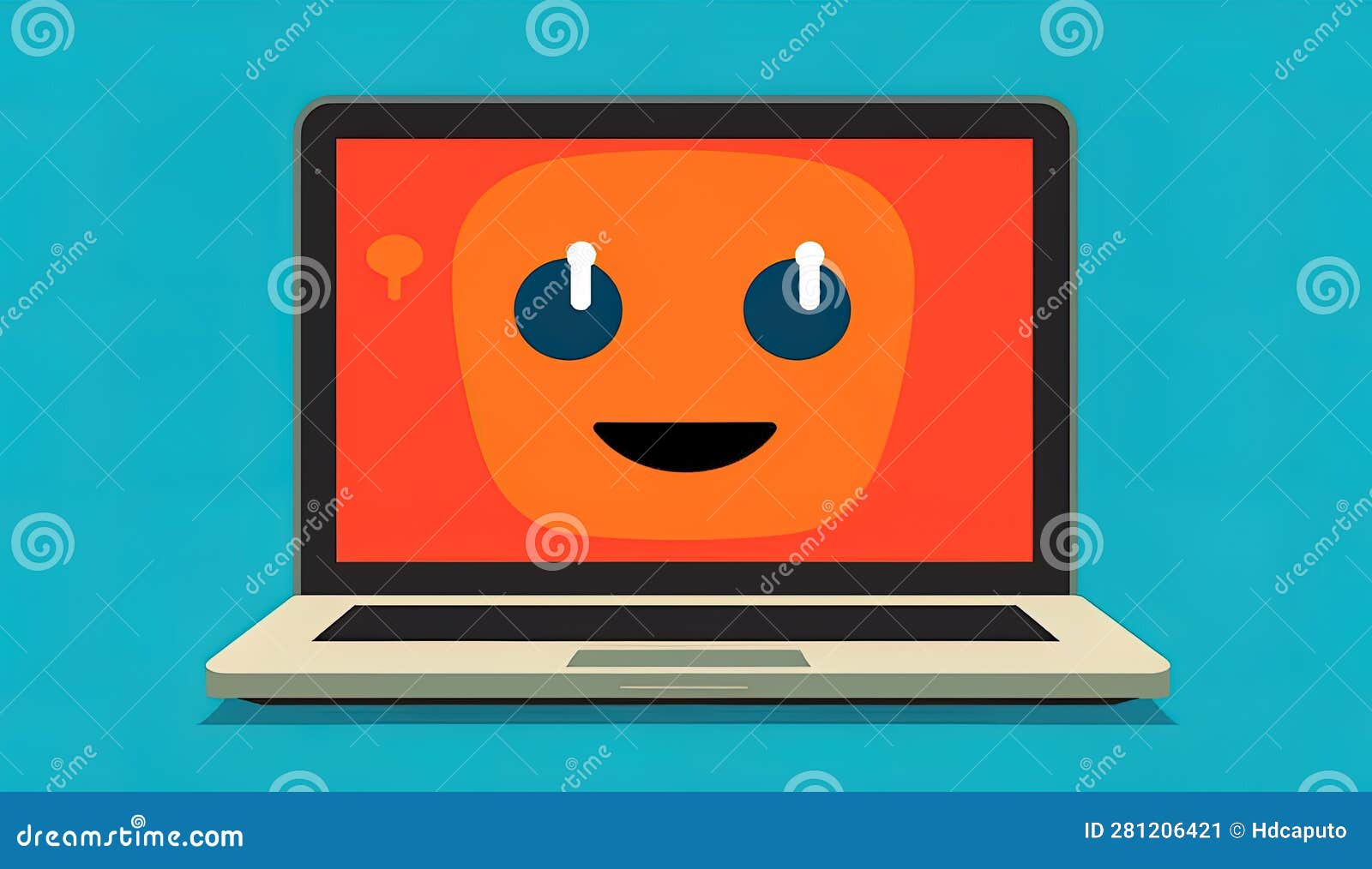 Illustration of a Laptop or Notebook with a Happy Emoticon on the ...