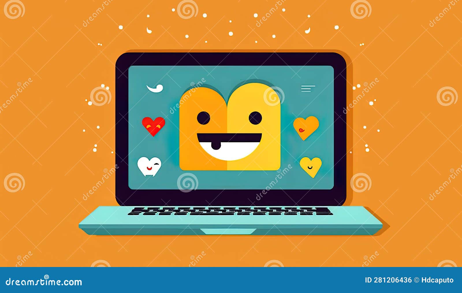 Illustration of a Laptop or Notebook with a Happy Emoticon on the ...