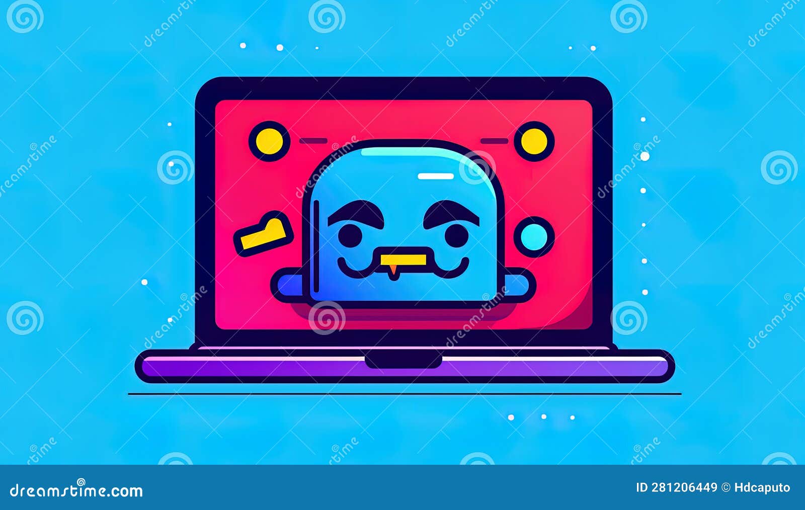 Illustration of a Laptop or Notebook with a Happy Emoticon on the ...