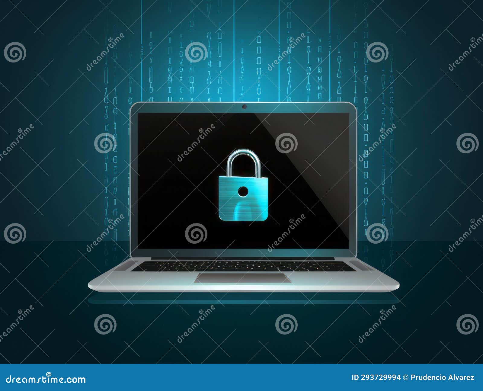 Laptop with a Padlock on the Screen, Security Stock Illustration ...