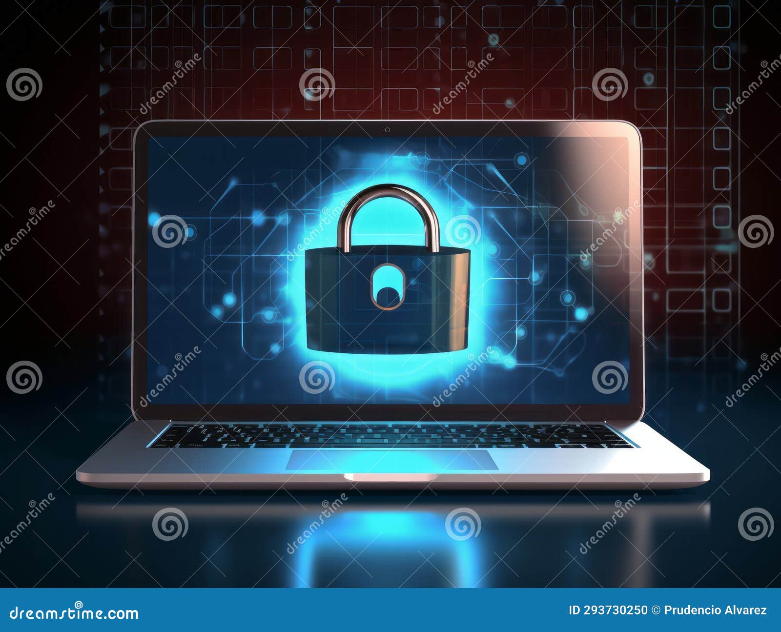 Laptop with a Padlock on the Screen, Security Stock Illustration ...