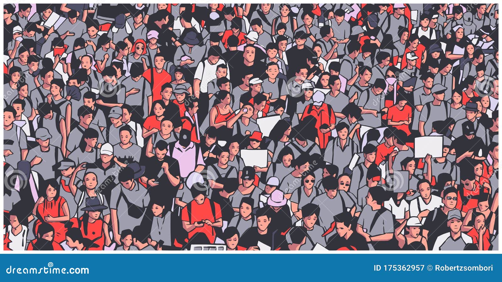 Illustration of Large Protesting Crowd Stock Vector - Illustration of ...