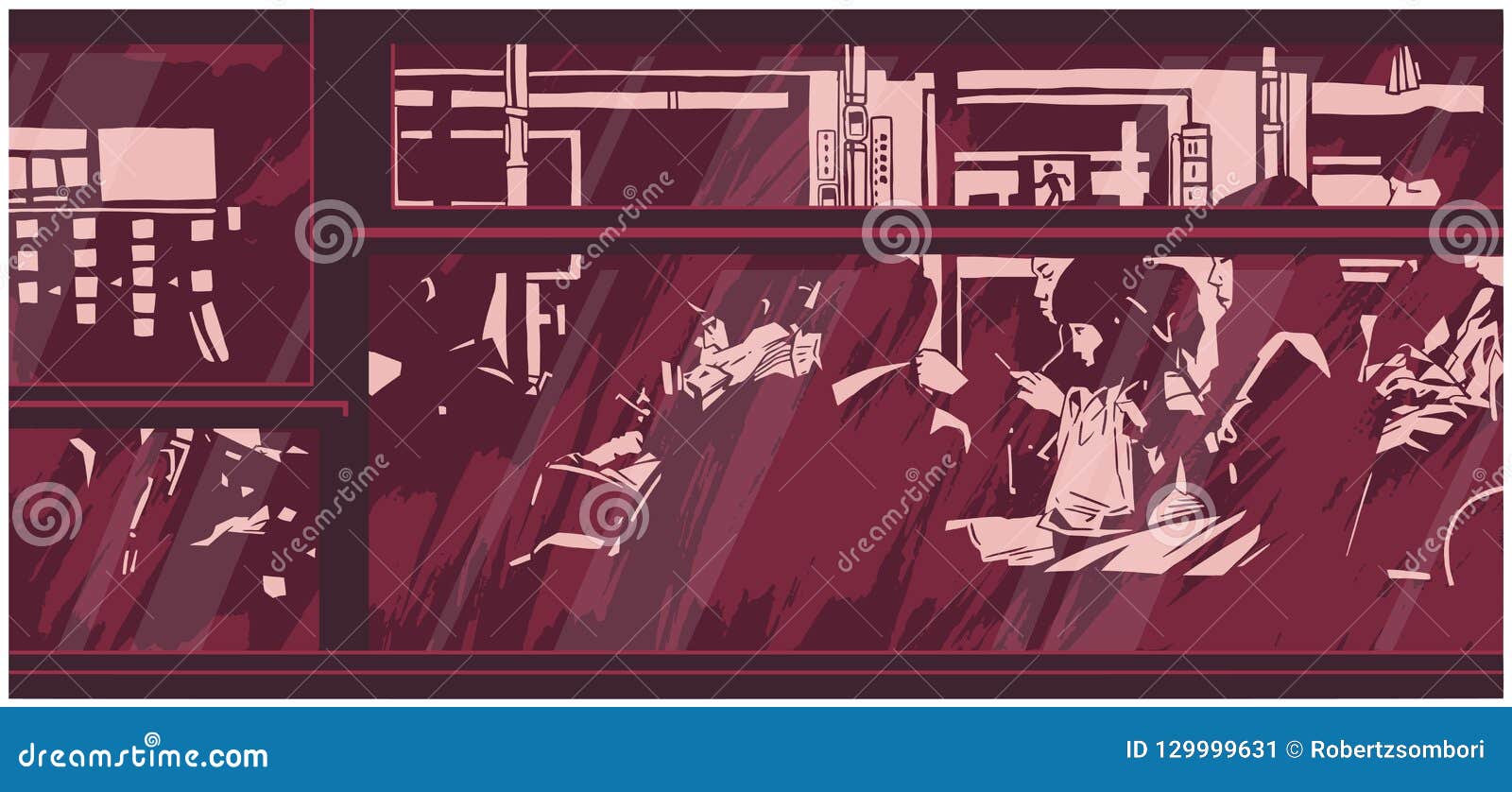 Illustration of Late Night Bus Public Transport with Passengers ...