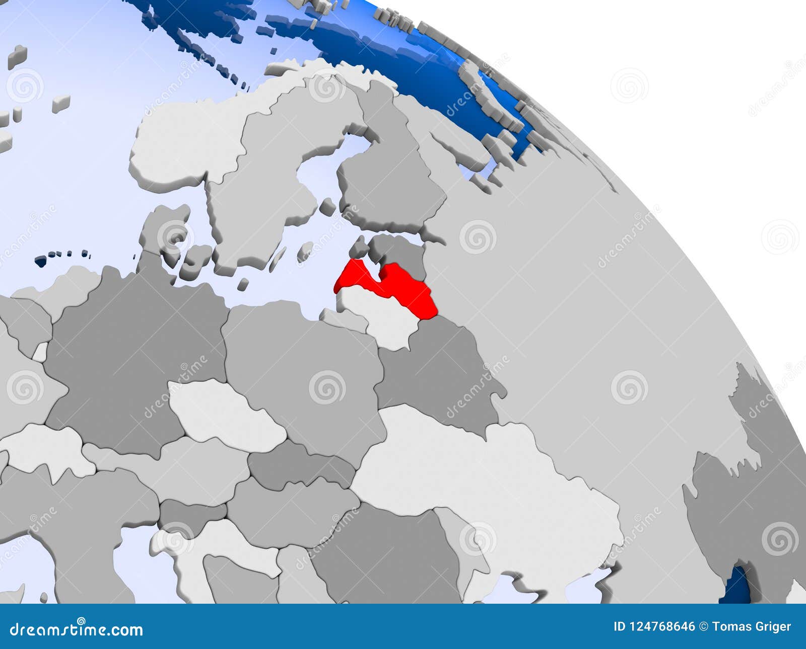 Latvia in red on map stock illustration. Illustration of political ...