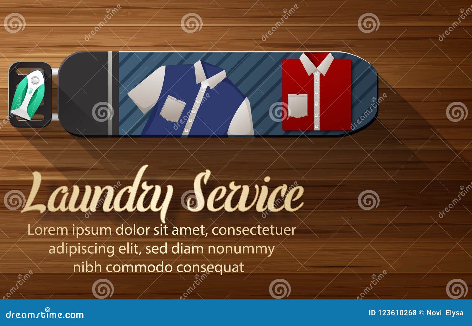 Laundry Service Design with Ironing Board Stock Vector - Illustration ...
