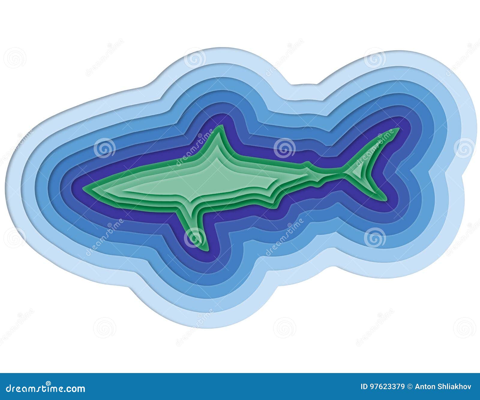 Illustration of a Layered Fish in the Ocean Stock Illustration ...