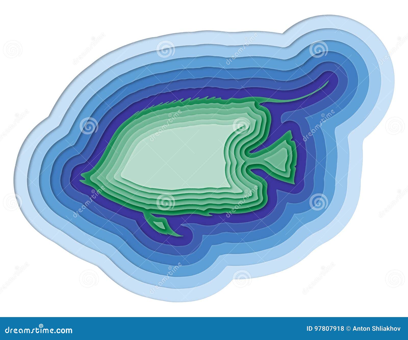 Illustration of a Layered Fish in the Ocean Stock Illustration ...