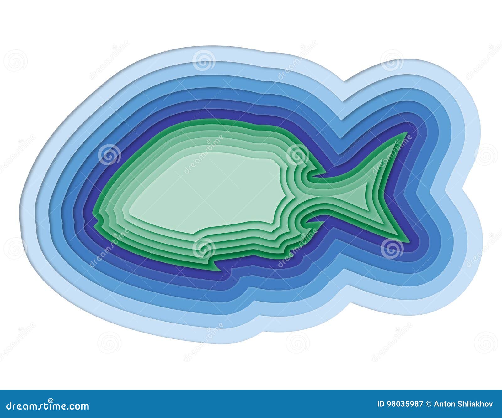 Illustration of a Layered Fish in the Ocean Stock Illustration ...