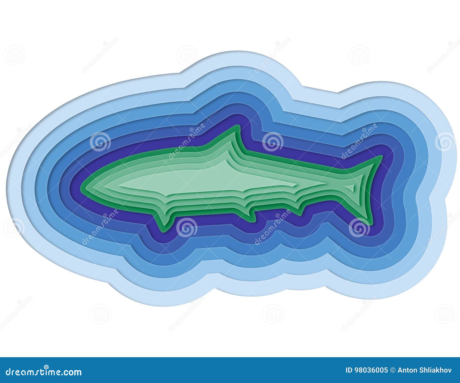 Illustration of a Layered Fish in the Ocean Stock Illustration ...