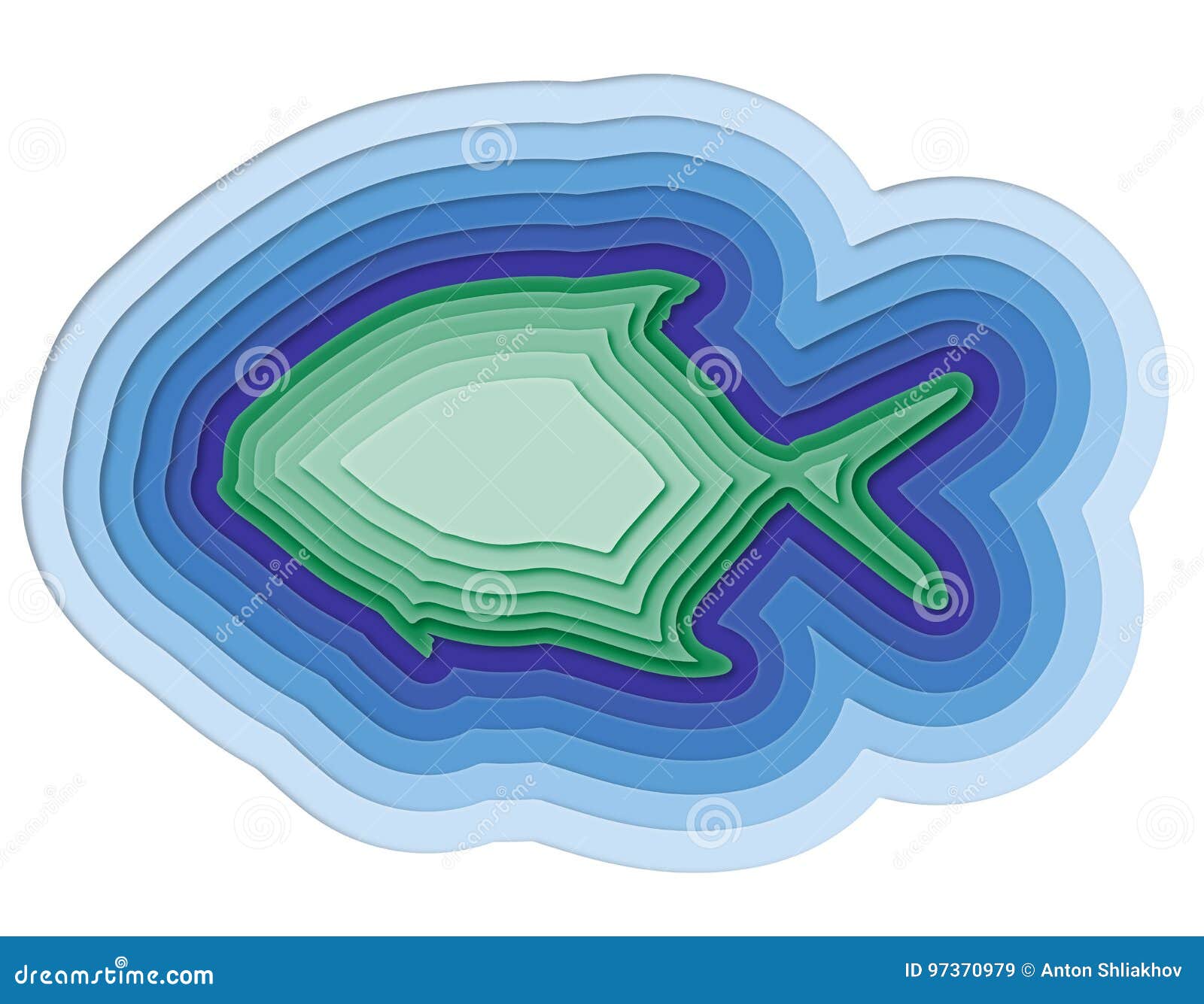 Illustration of a Layered Fish in the Sea Stock Illustration ...