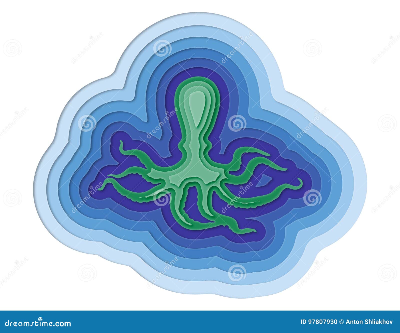Illustration of a Layered Octopus in the Ocean Stock Illustration ...