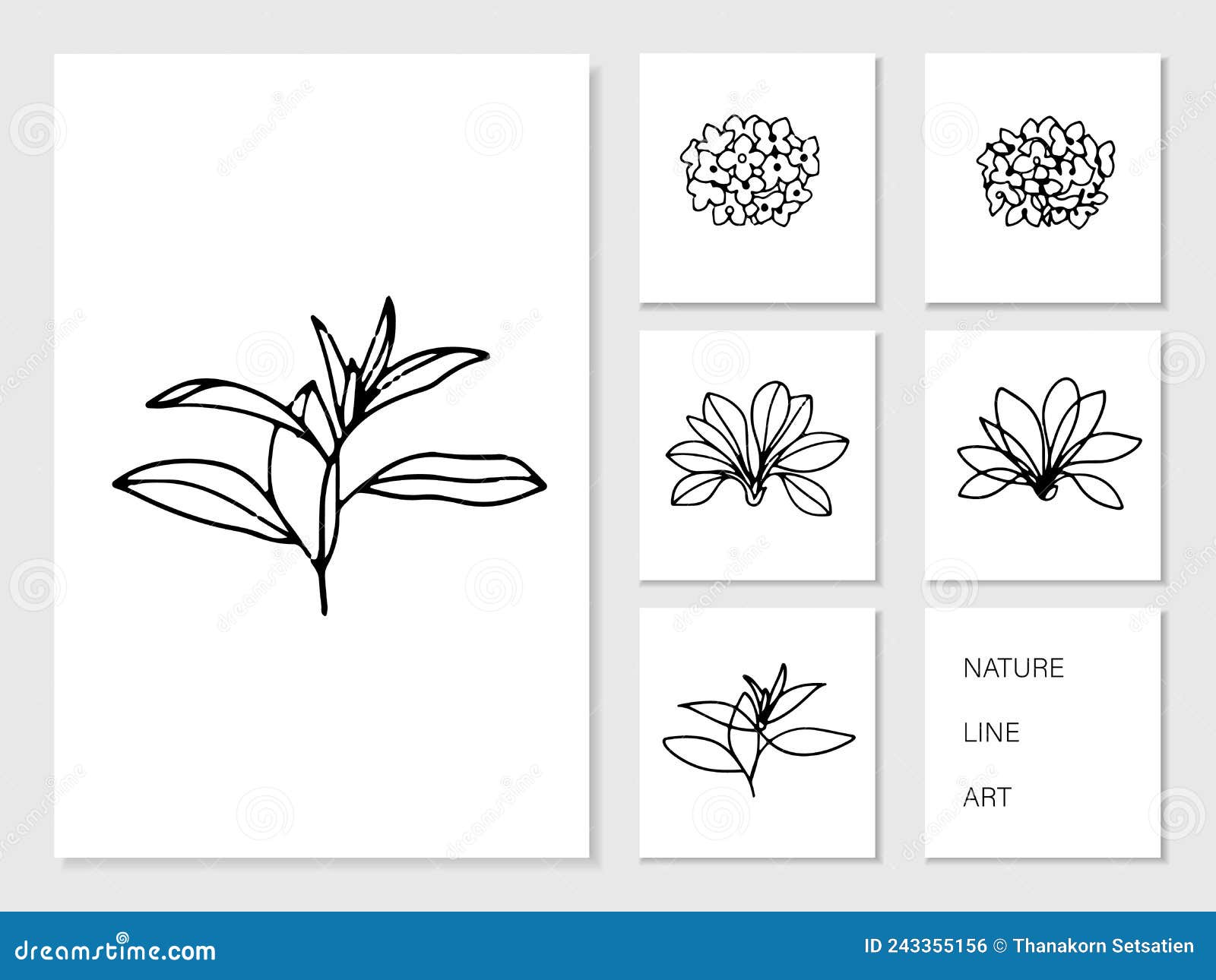 Nature Line Art Hand Drawn. Stock Vector - Illustration of abstract ...