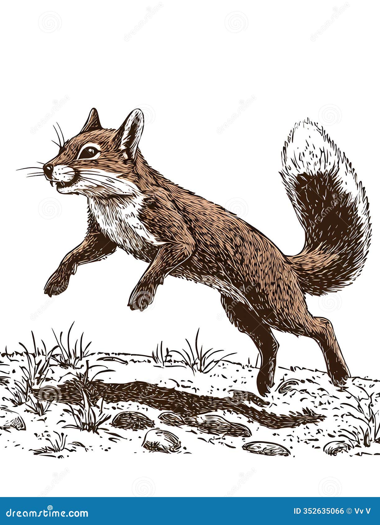 Illustration of a Leaping Fox in Sketch Style Stock Illustration ...