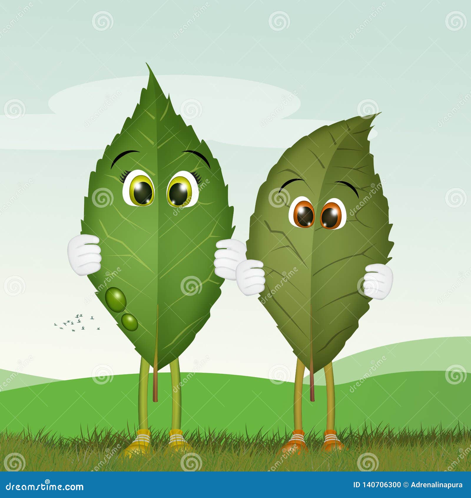 Illustration of Leaves Cartoon Stock Illustration - Illustration of ...