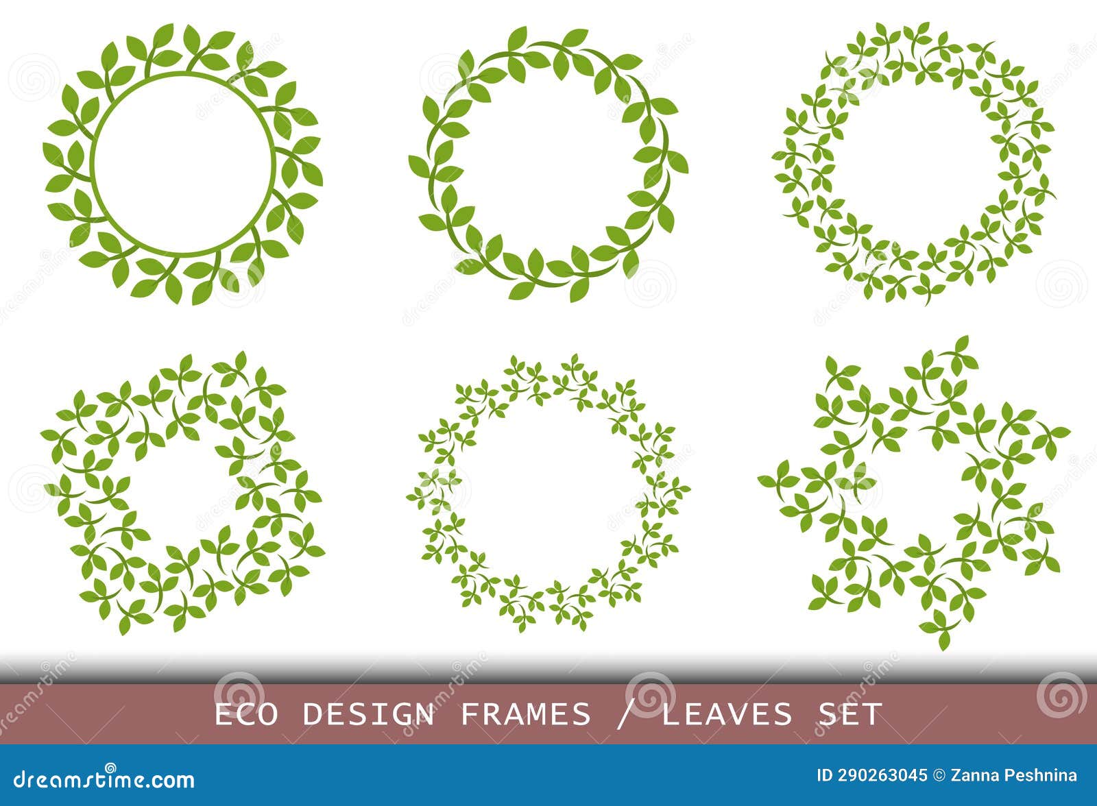 Illustration of Leaves Floral Circular Frame. Vector Illustration Set ...