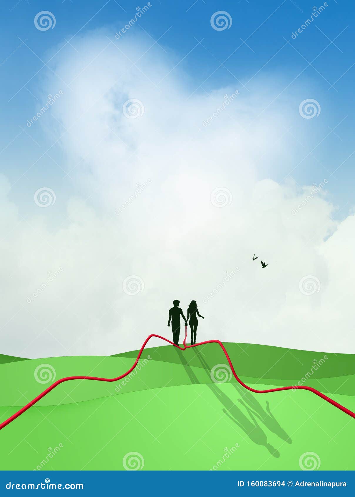 The Legend of the Red Thread Stock Illustration - Illustration of union ...