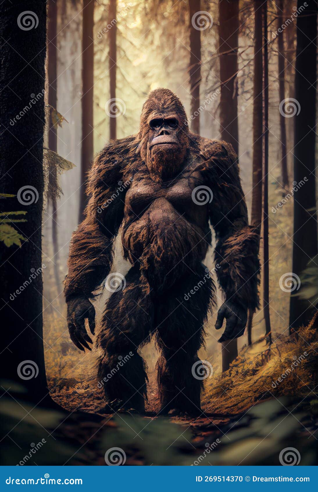 Illustration of the Legendary Bigfoot Standing in a Forest Stock Illustration - Illustration of ...