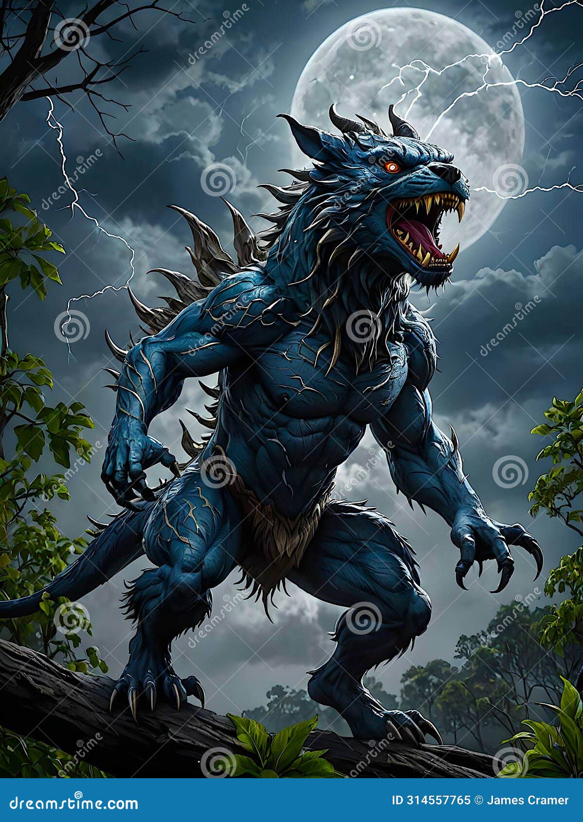 Illustration of a Legendary Chupacabra in the Woods Stock Illustration ...