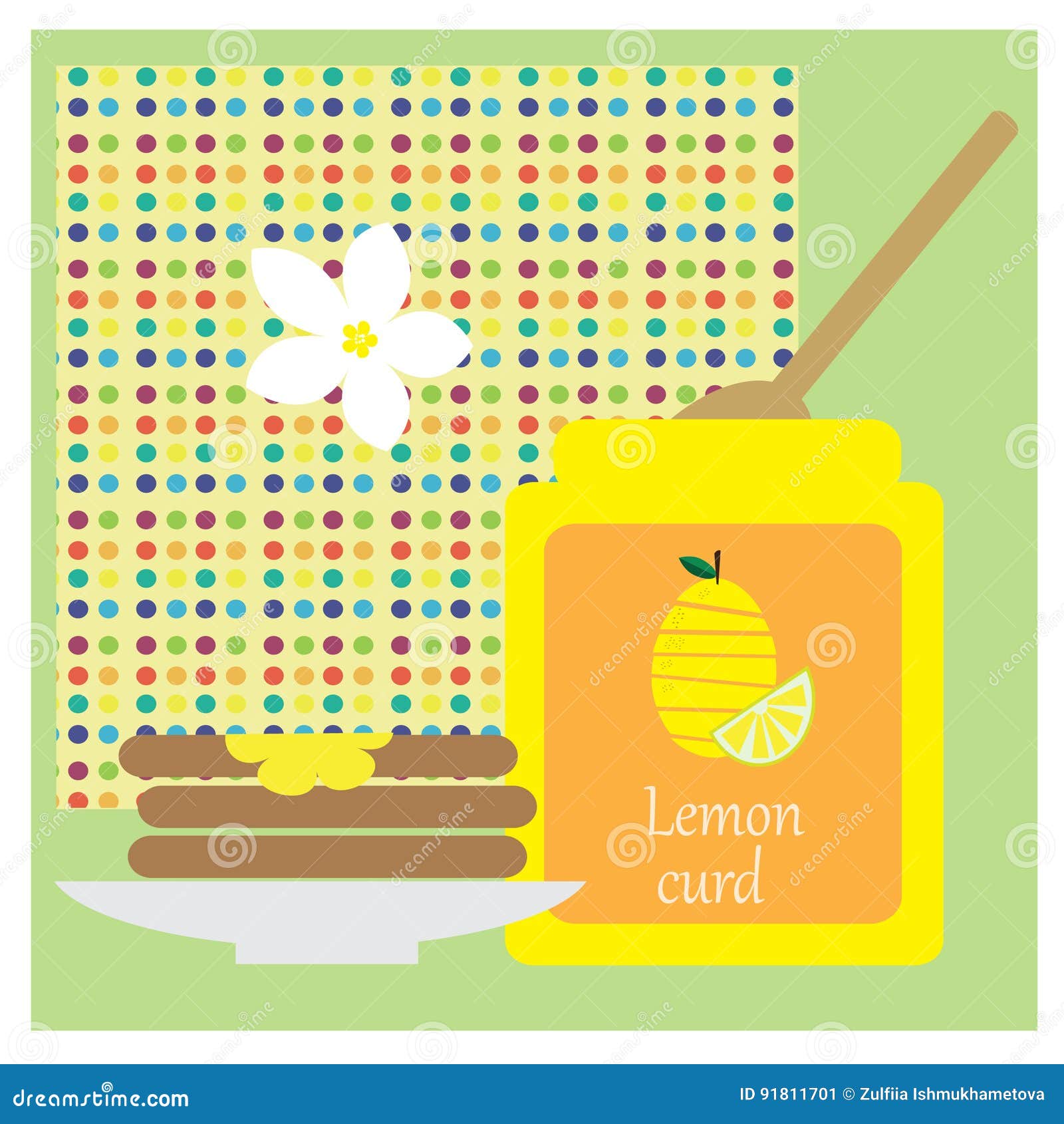 Illustration with Lemon Curd and Toast Stock Vector - Illustration of ...