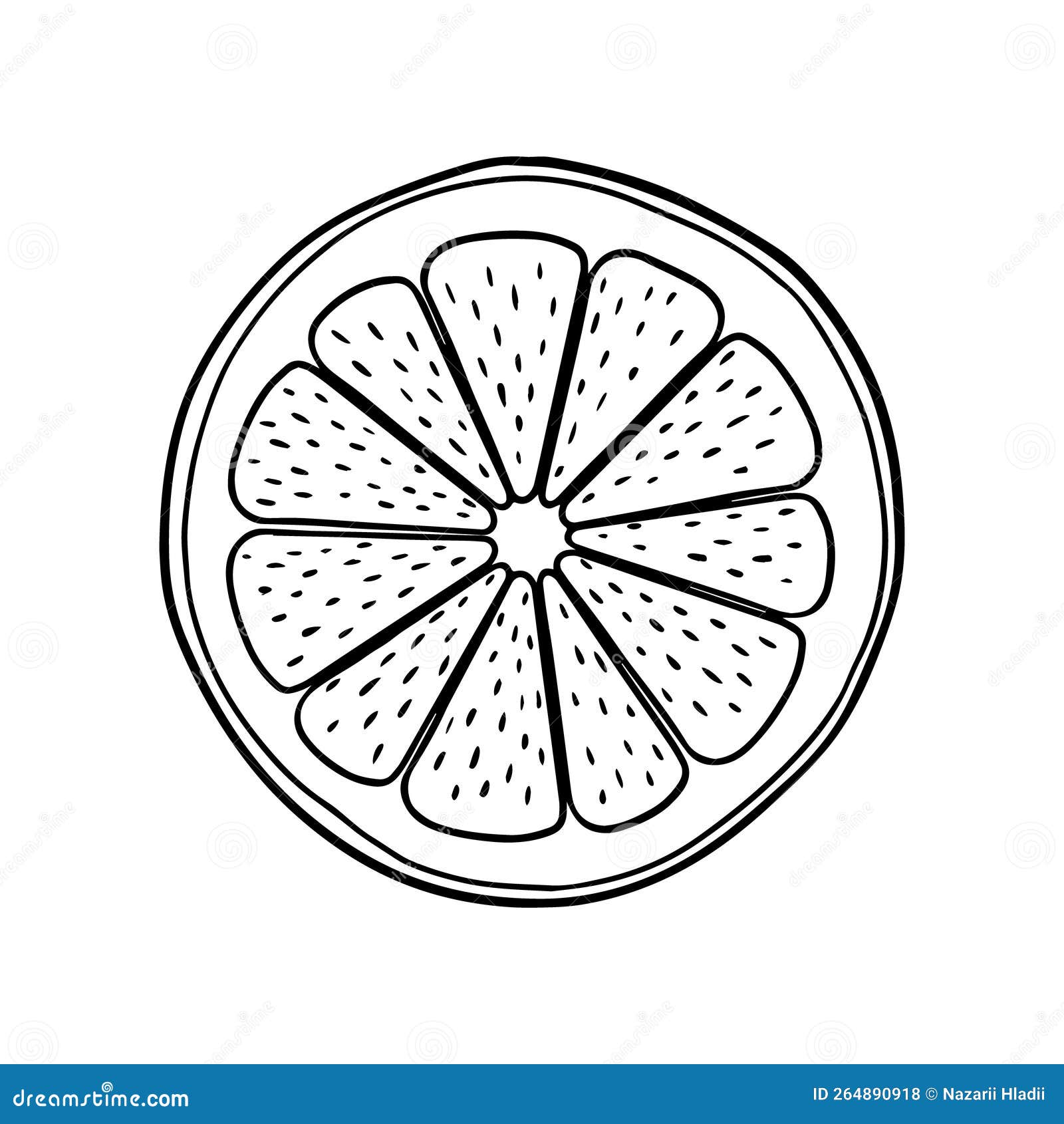 Illustration of a Lemon Slice in a Hand-drawn Style. Stock Vector ...