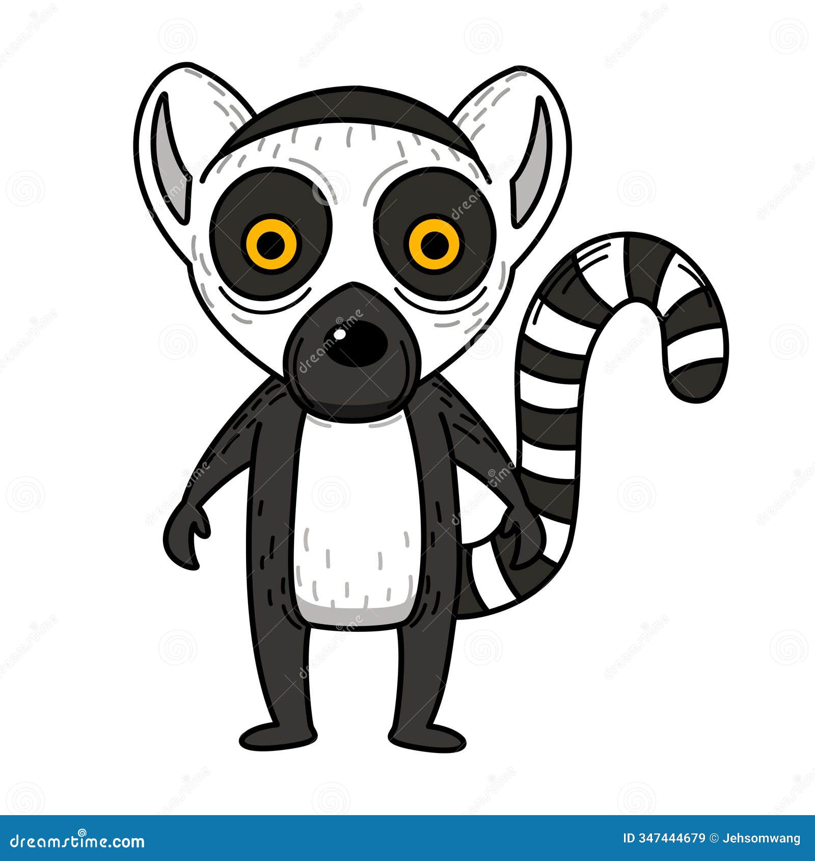 Lemur. Outline Drawing. Coloring Book. Vector Illustration Of An Animal ...