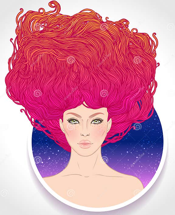 Illustration Of Leo Astrological Sign As A Beautiful Girl Zodiac