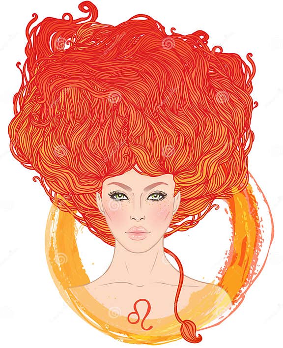 Illustration Of Leo Astrological Sign As A Beautiful Girl Zodiac