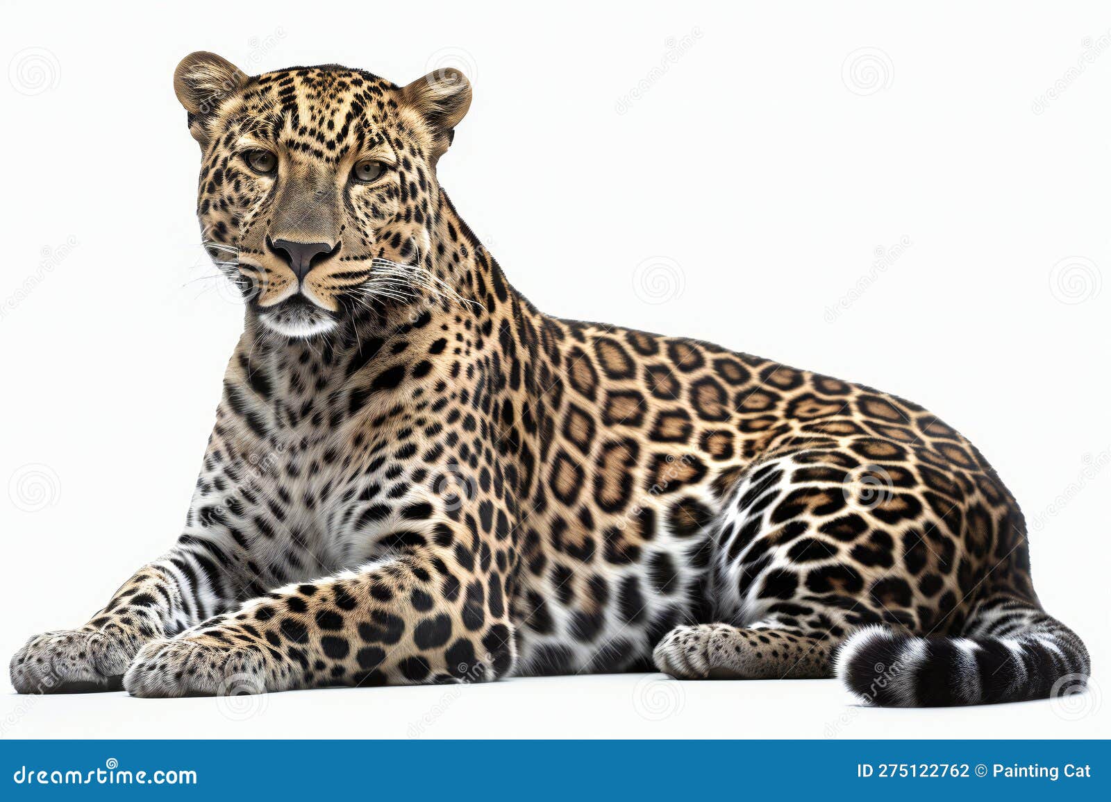 Leopard Portrait on White Background, Close-up, Side View Stock ...