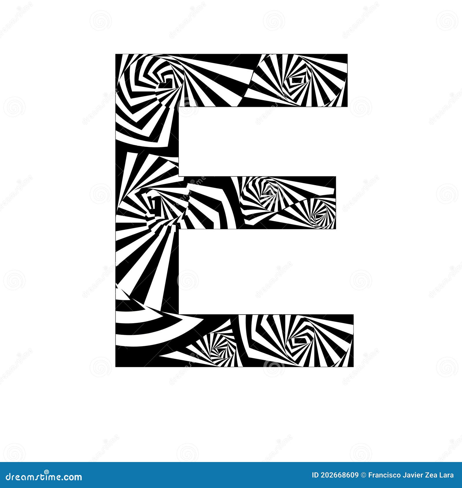 Illustration with the Letter E in Abstract Style in Black and White ...