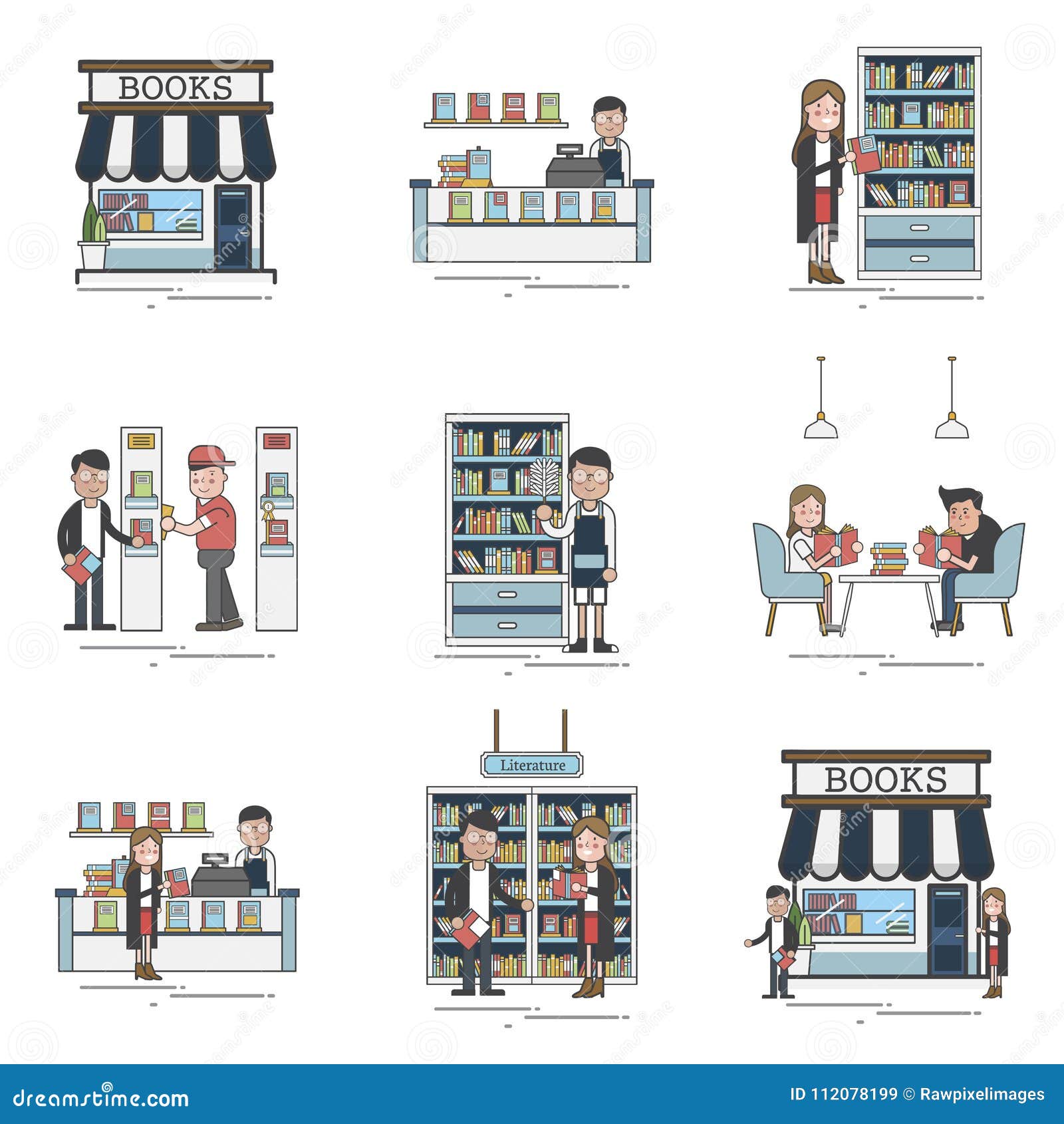 Illustration of Library Self Study Concept Stock Illustration ...