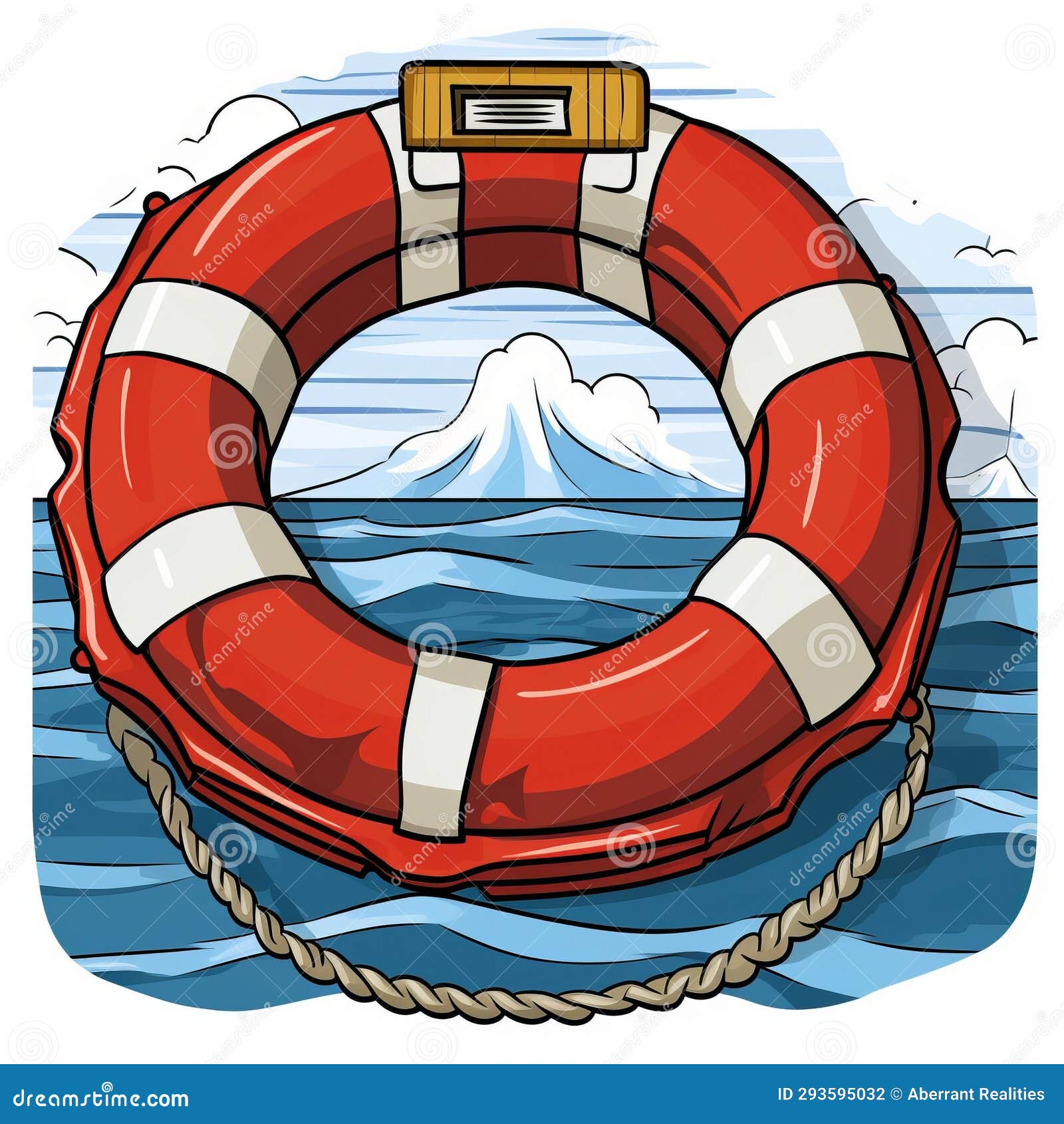 An Illustration of a Life Preserver Floating in the Ocean with ...