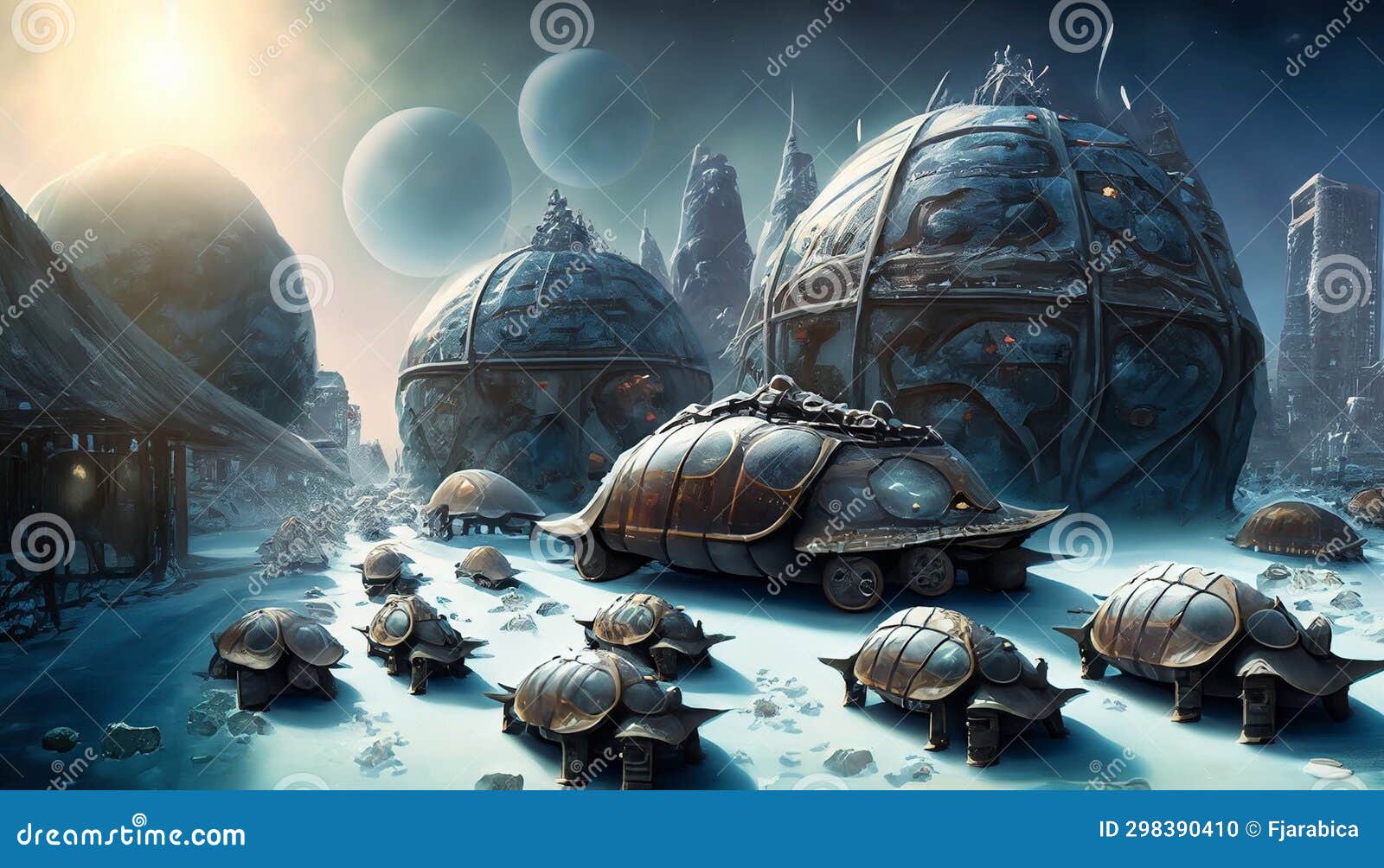 Illustration of Life in Space on an Alien Planet Stock Illustration ...