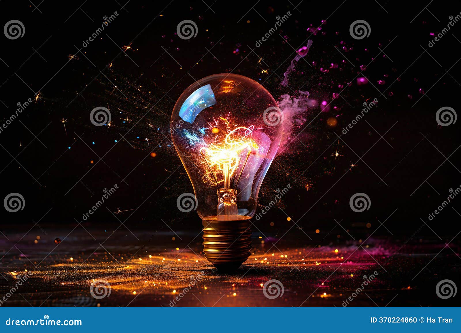 Colorful Sparks Flying Up. Glowing Blur Particles Embers On A Dark ...