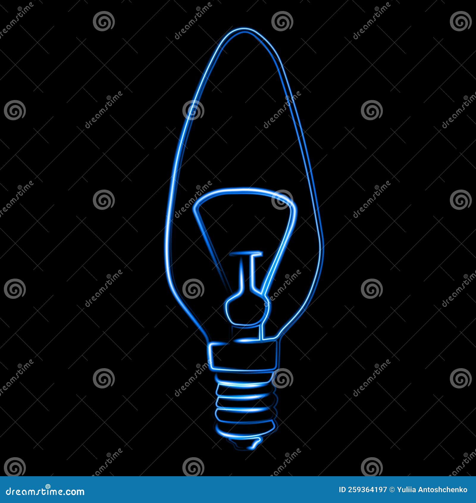 Illustration of Light Bulb with Neon Effect. Stock Vector ...