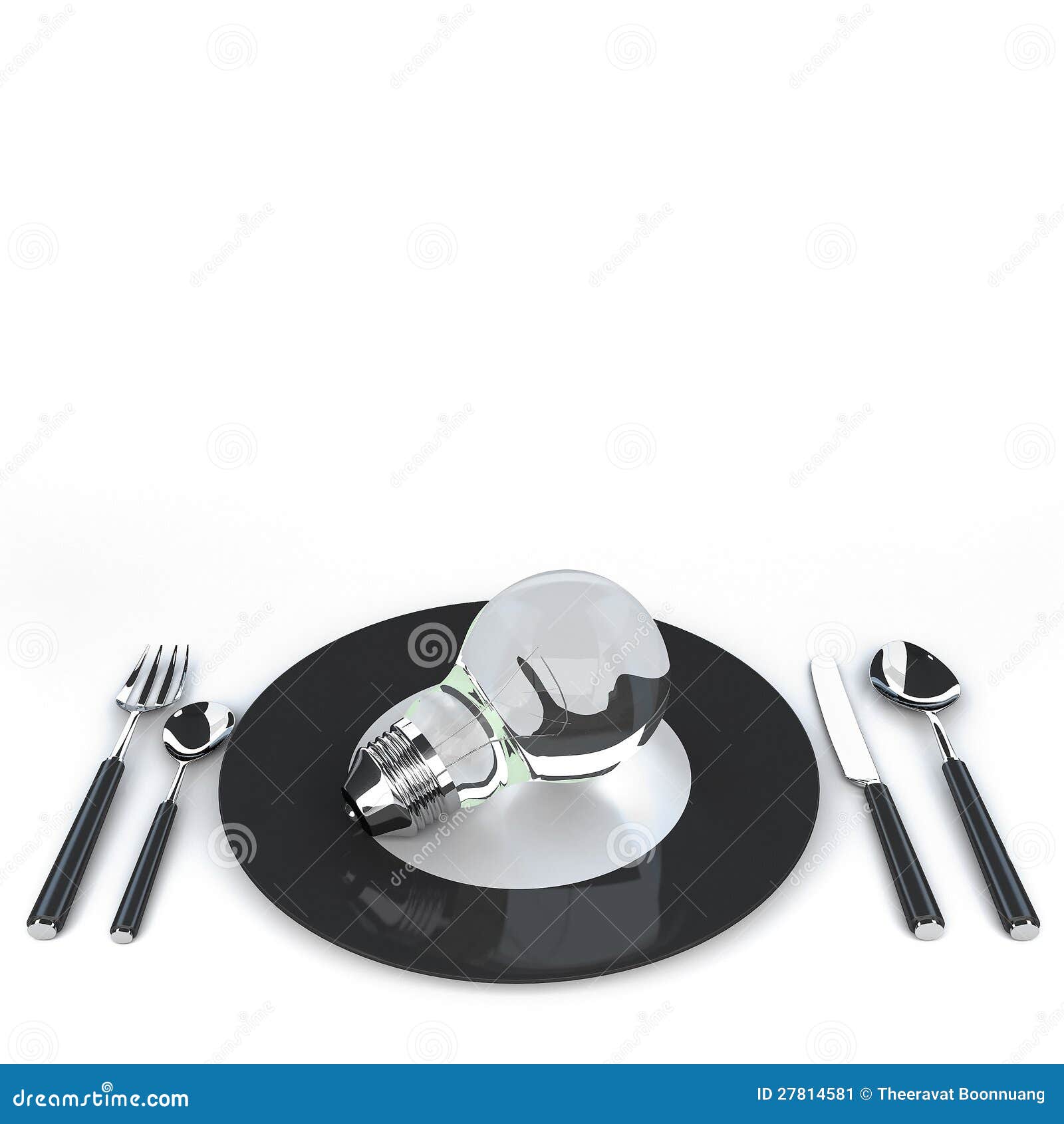 Illustration of Light Bulb on a Plate Stock Illustration - Illustration ...