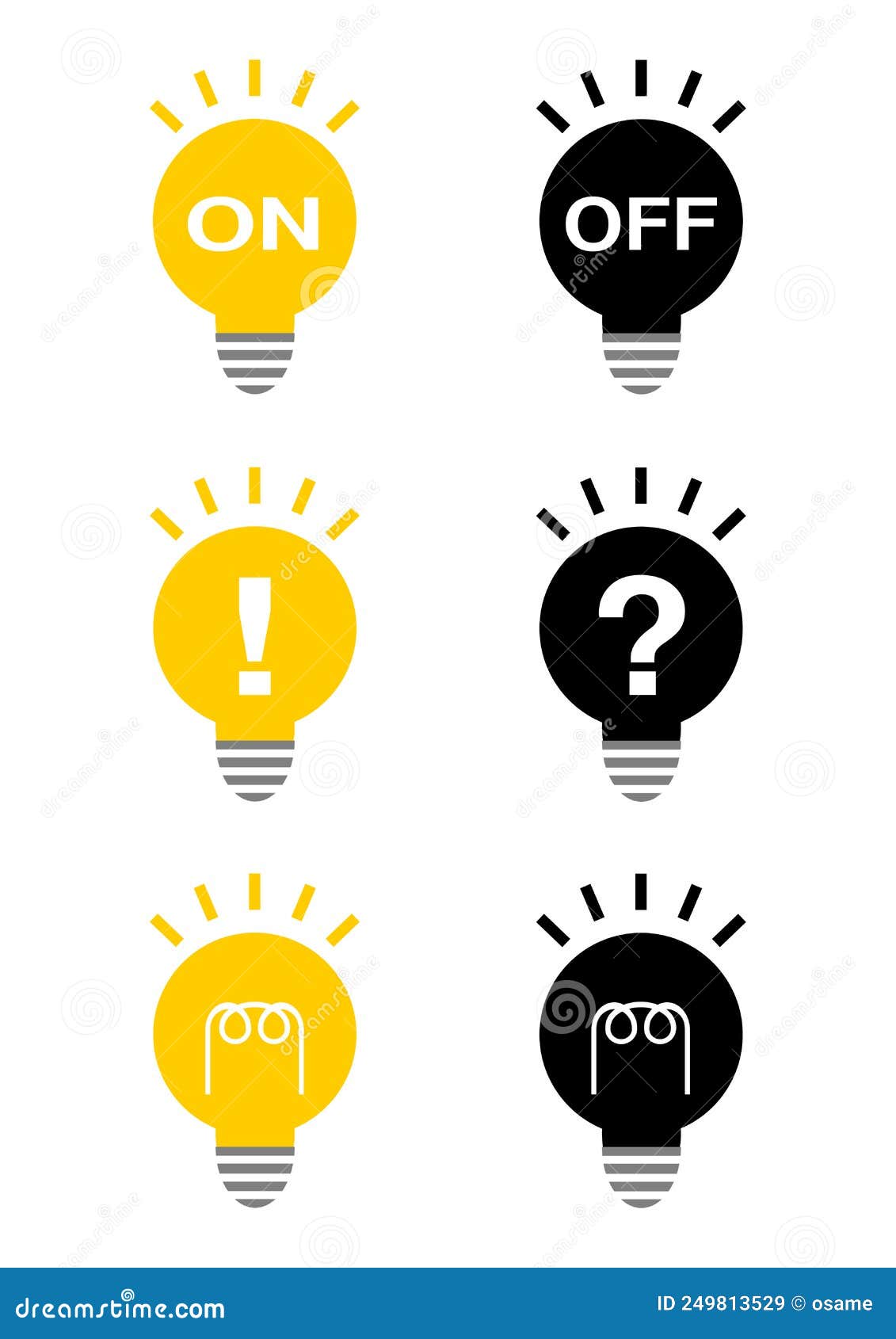 Vector Illustration of Light Bulbs. on and Off Bulbs. Stock Vector ...