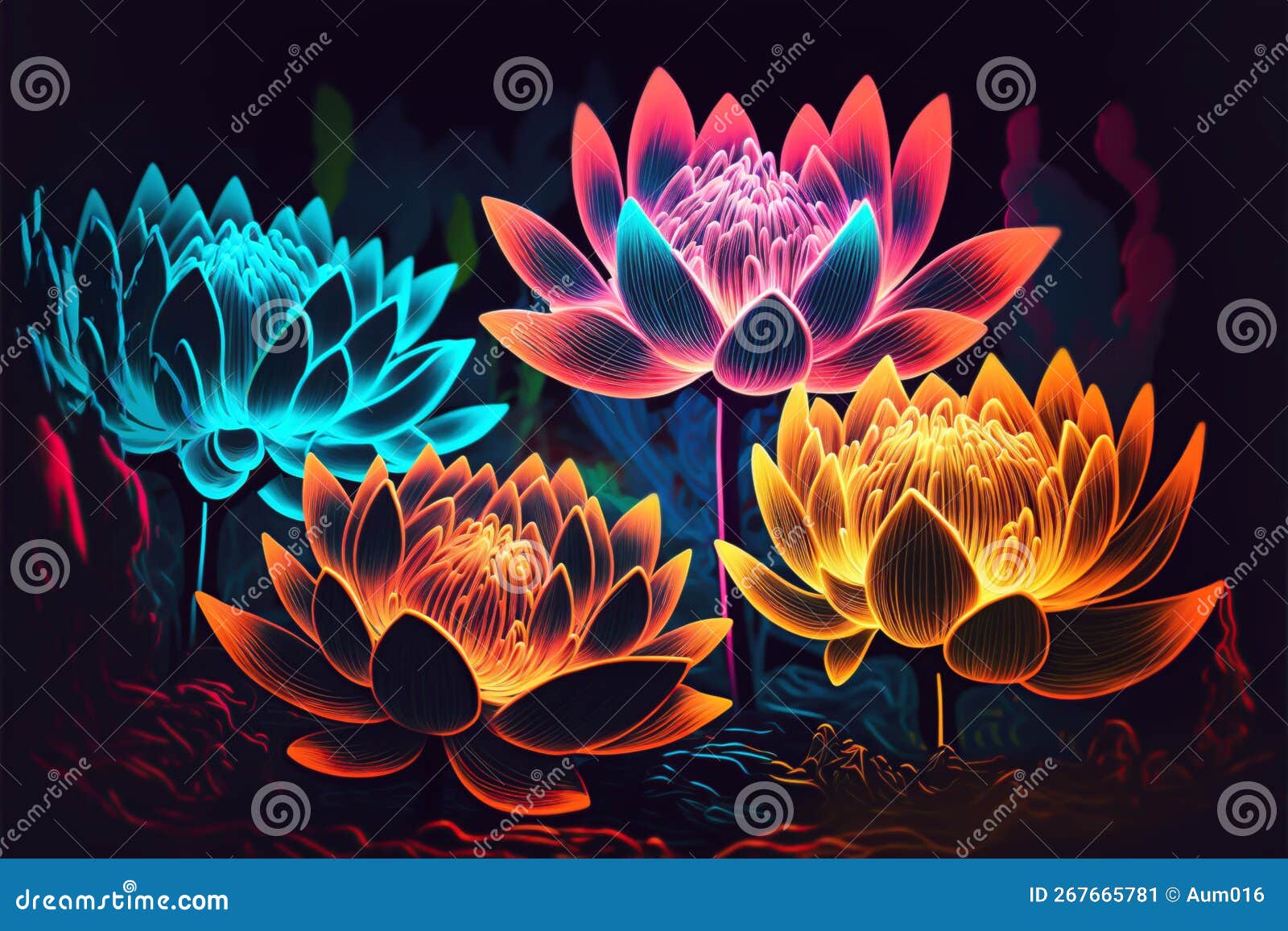 Neon lotus lake stock image. Image of beauty, journey - 267665781