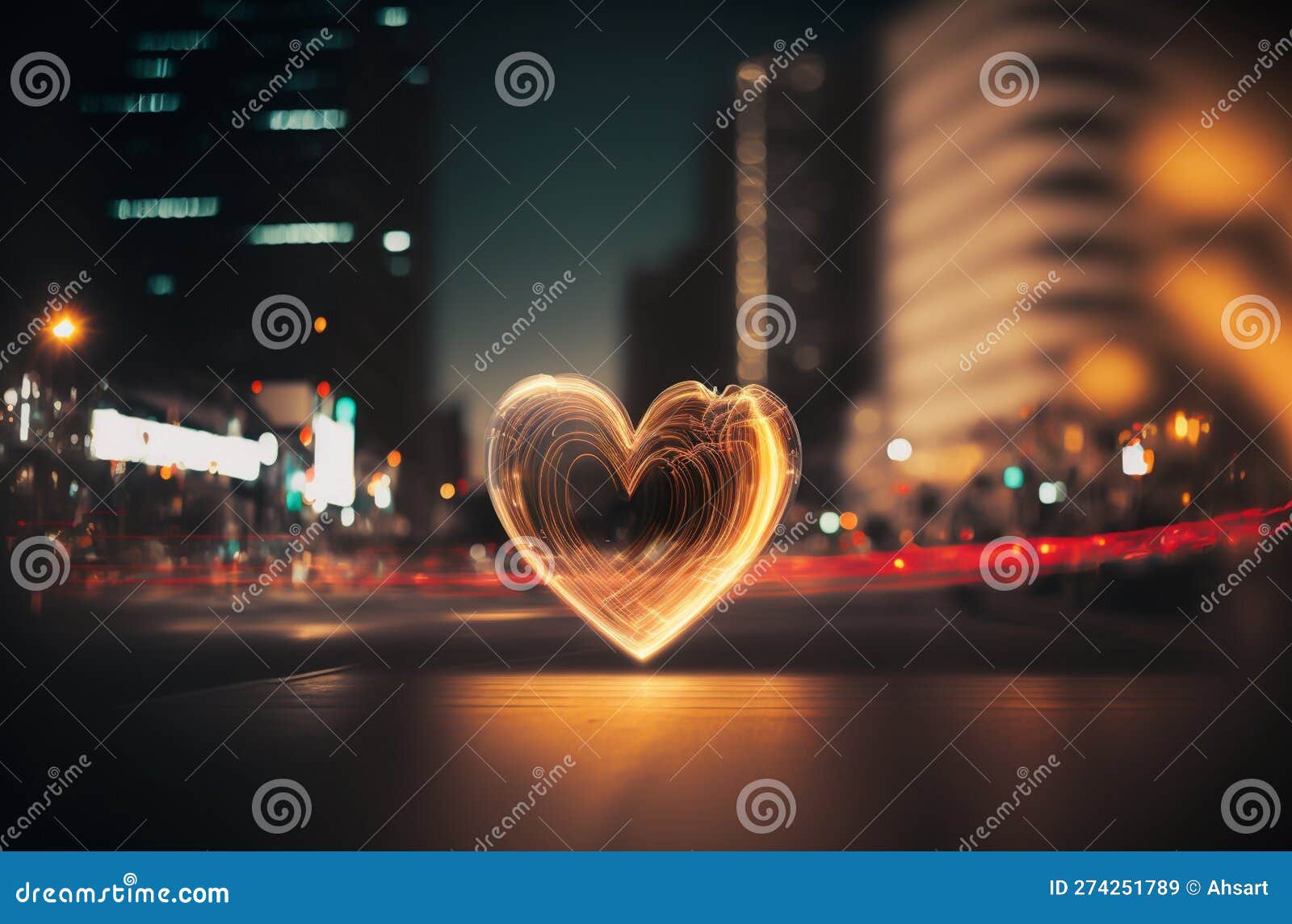 Illustration with Light Trace Effect in the Shape of a Heart in the ...